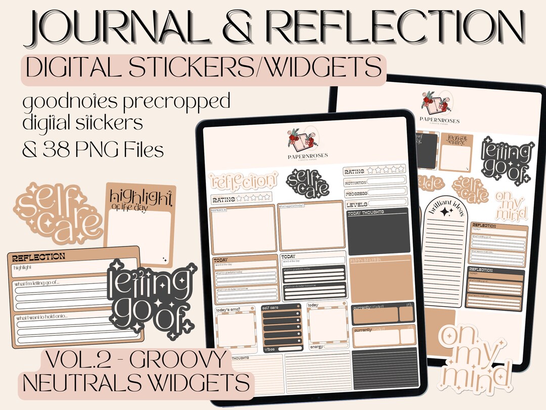 Journal & Reflection Digital Planner Stickers/widgets - Groovy Neutrals ...