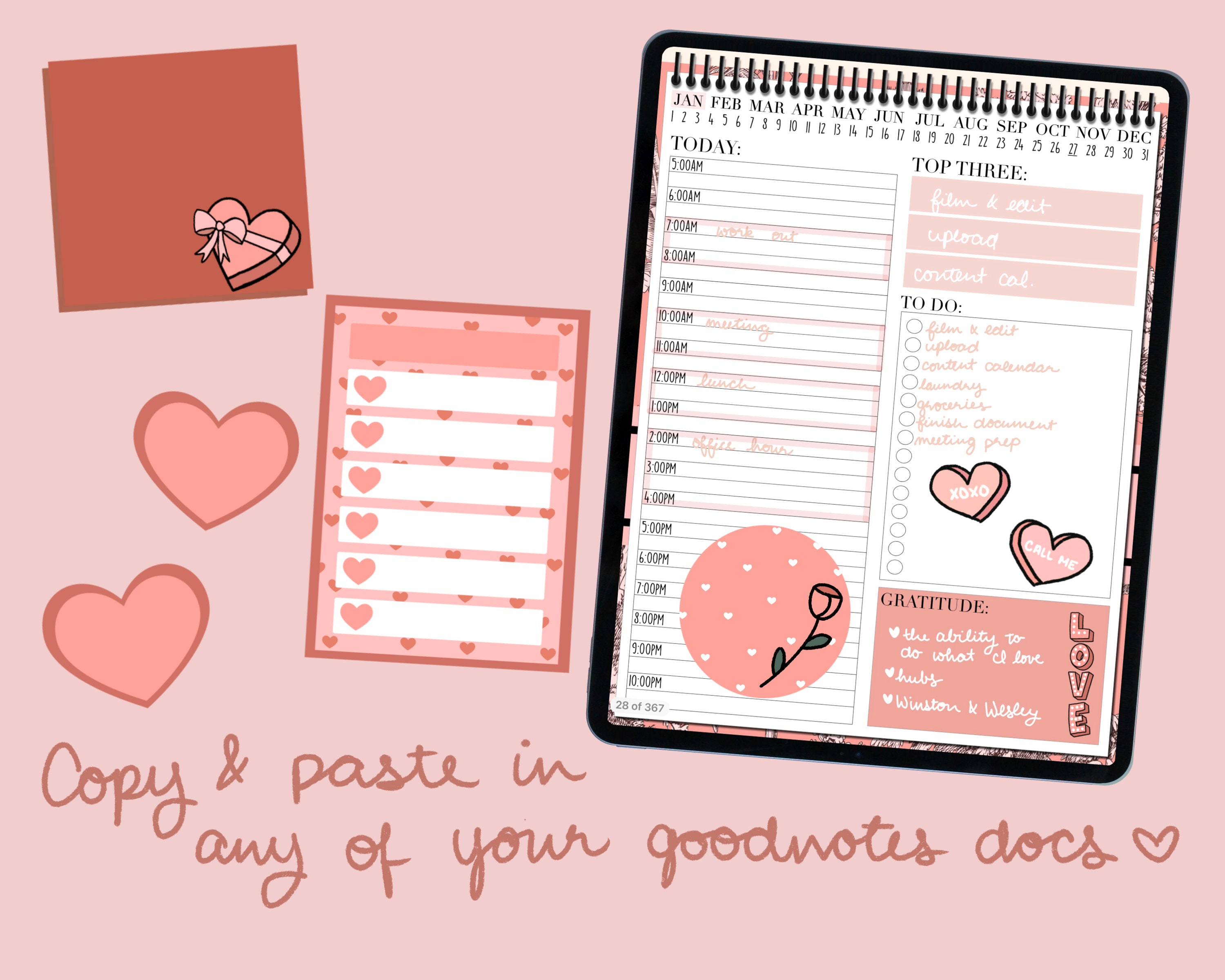 Goodnotes Hearts Sticky Notes Sticker Sheet Pre-cropped Pink | Etsy