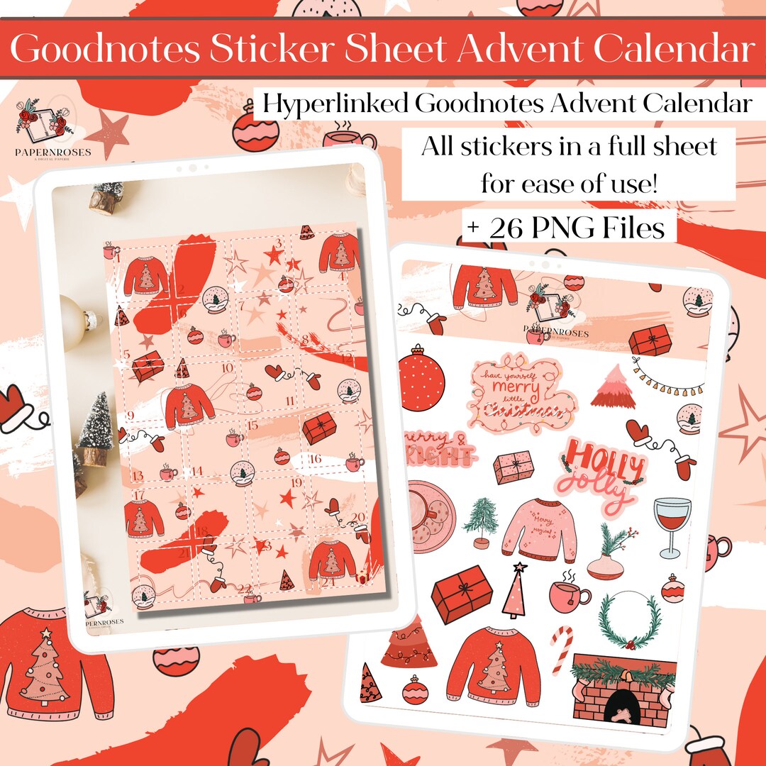 Christmas Goodnotes Stickers - Clickable Advent Calendar + PNG Files ...