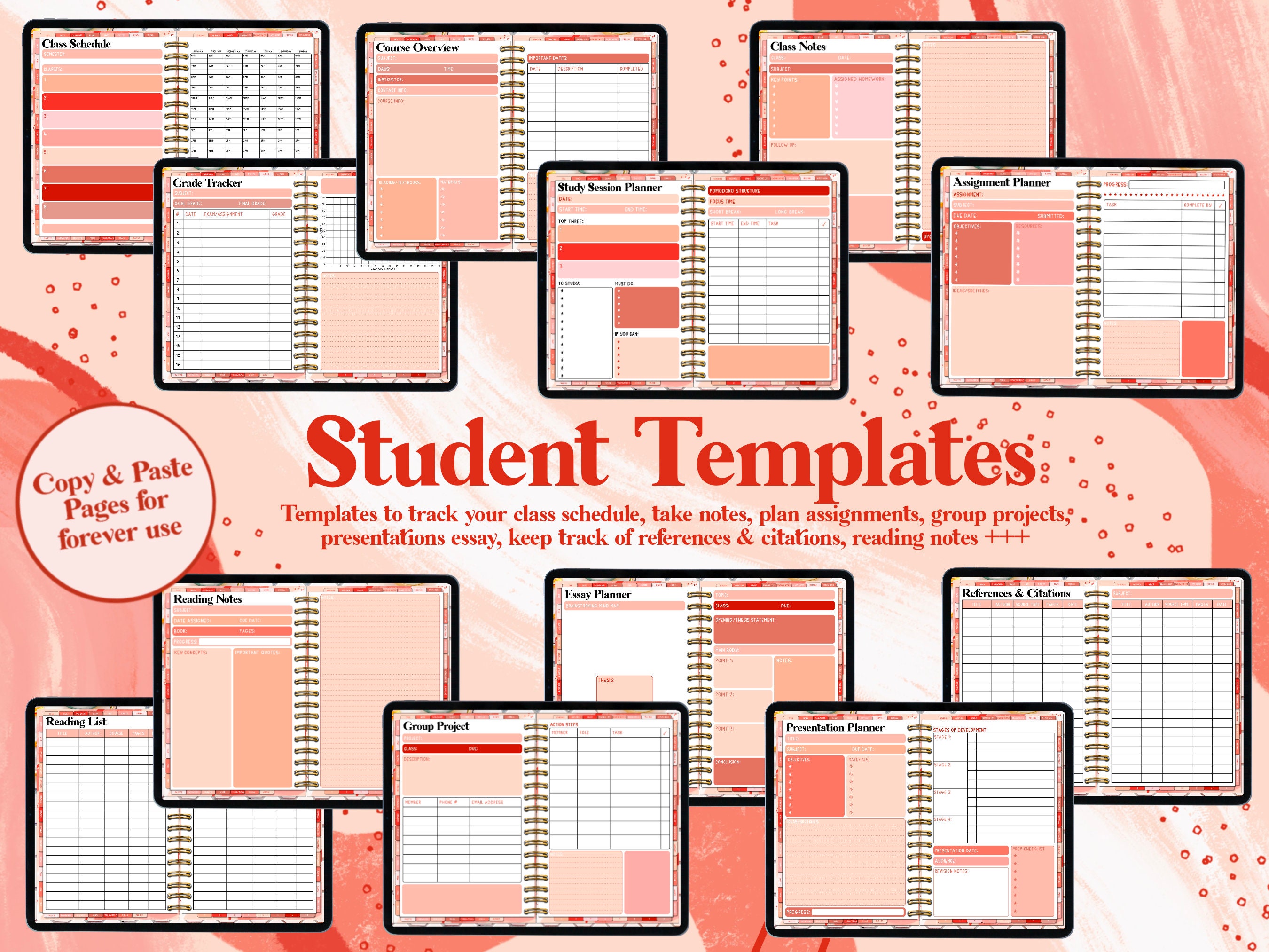 Papernroses UNDATED Ultimate Student Digital Planner - Monthly, Weekly ...