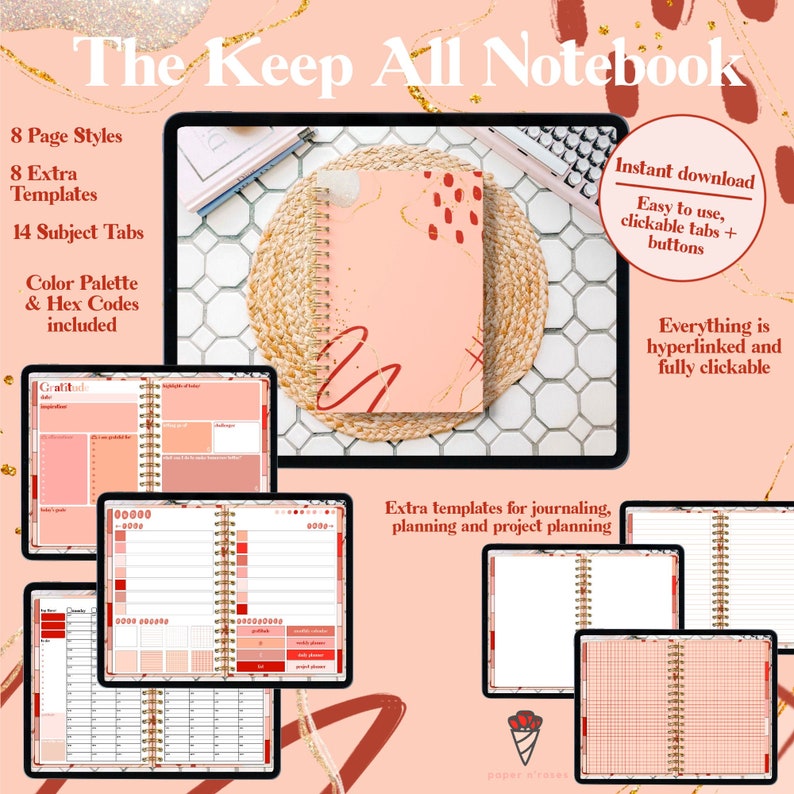 Papernroses Keep All Digital Notebook Digital Planner - Etsy