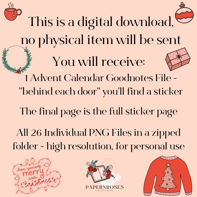 Christmas Goodnotes Stickers - Clickable Advent Calendar + PNG Files ...