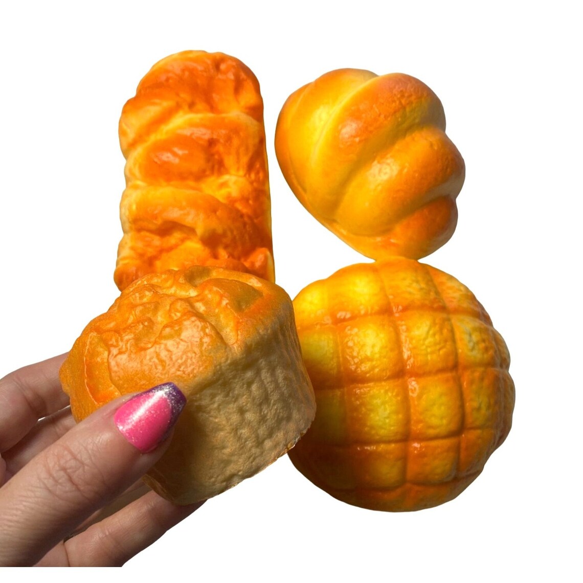 Bundle of 4 Squishies - Melon Bread, Croissant, Roll, Muffin Cupcake ...
