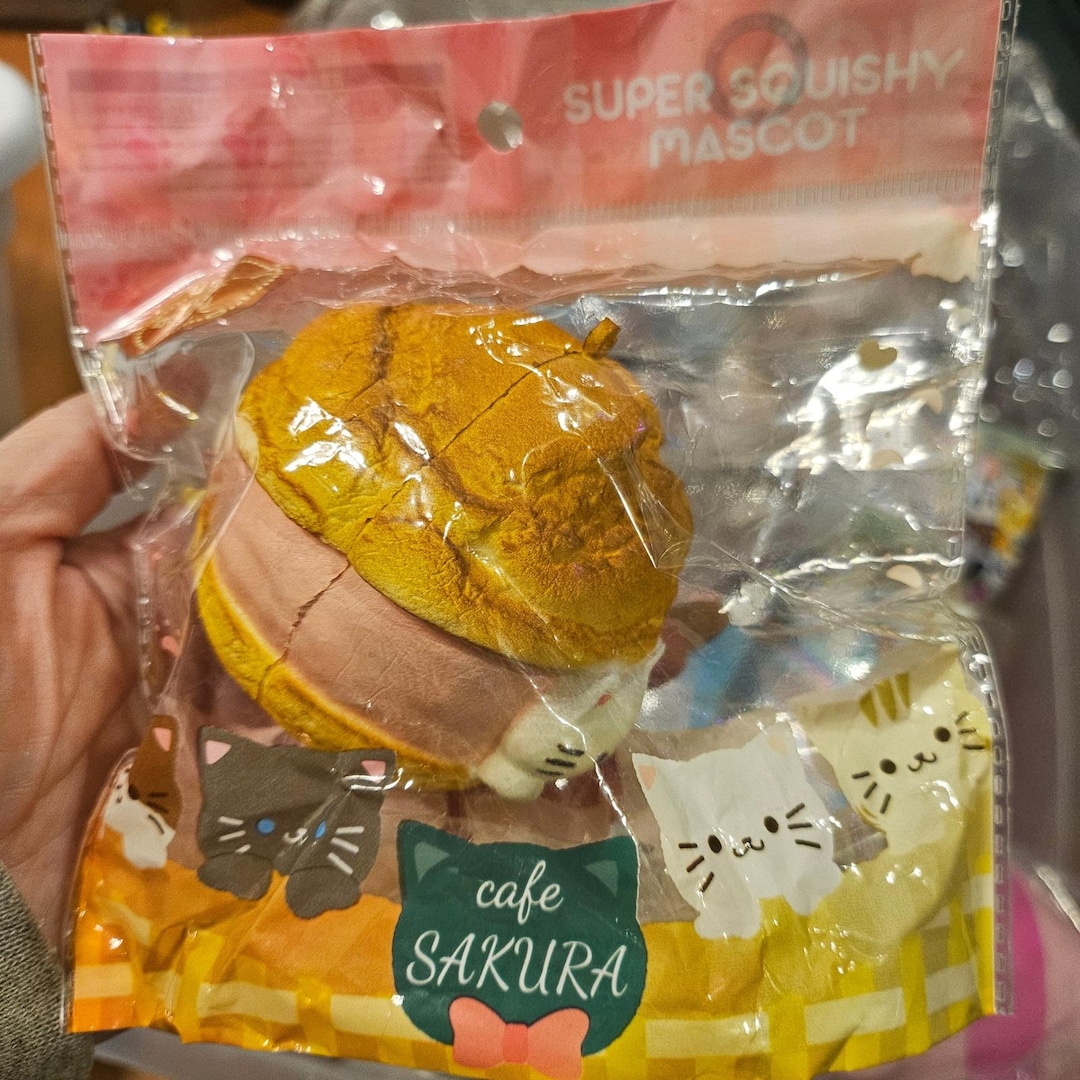 NIC Japan Squishies Cafe Sakura Cat Creme Puff Cream Bread RARE New NIP ...