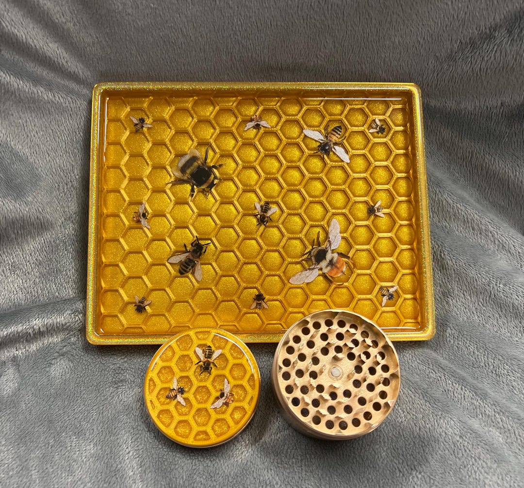 Honey Bee Tray and Grinder - Etsy