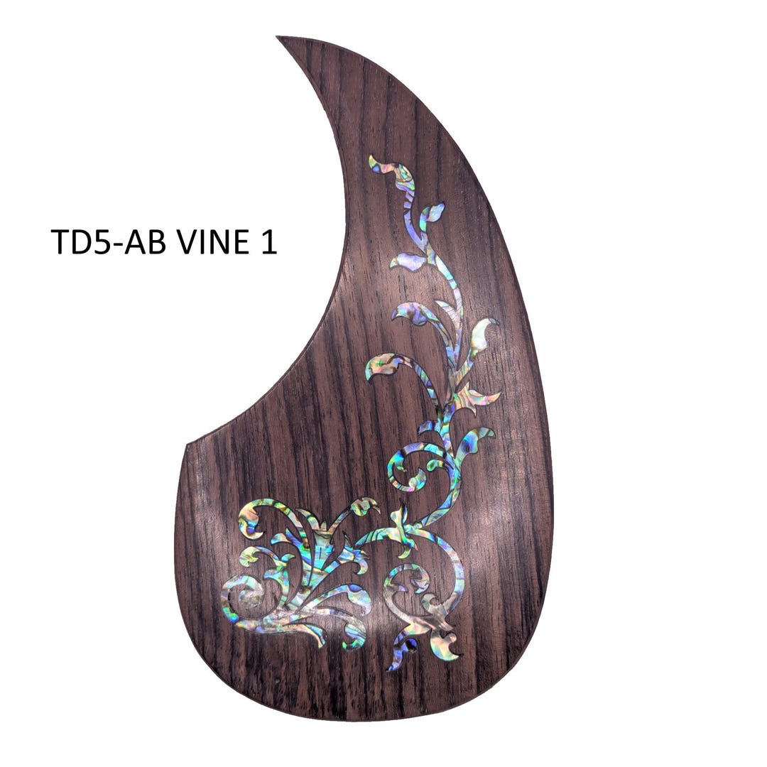 Rosewood Teardrop Acoustic Guitar Pickguard With Abalone Vine Inlay ...