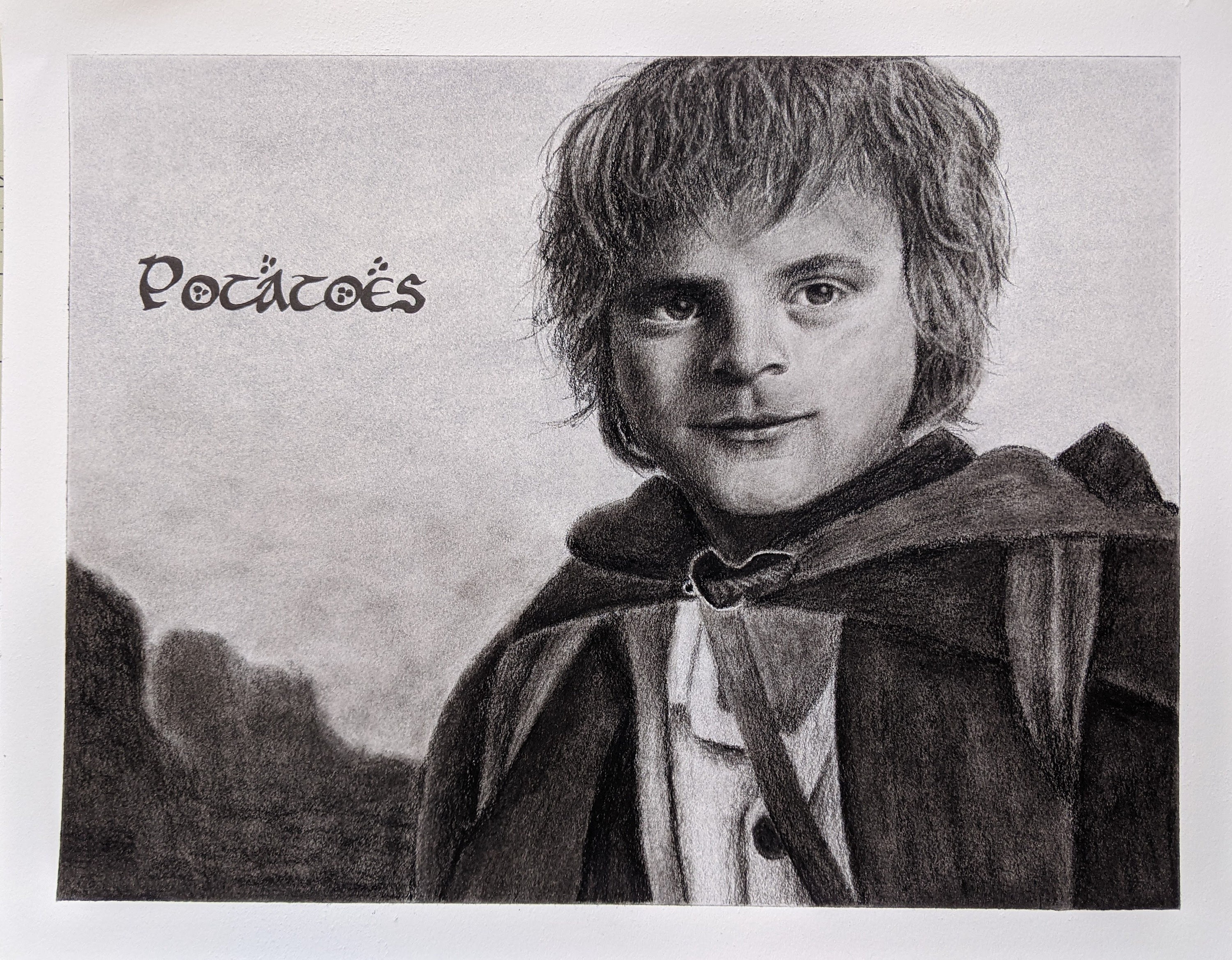 Custom Fantasy Art Portrait Lord of the Rings Art Charcoal Portrait Gandalf Samwise Frodo Custom ...