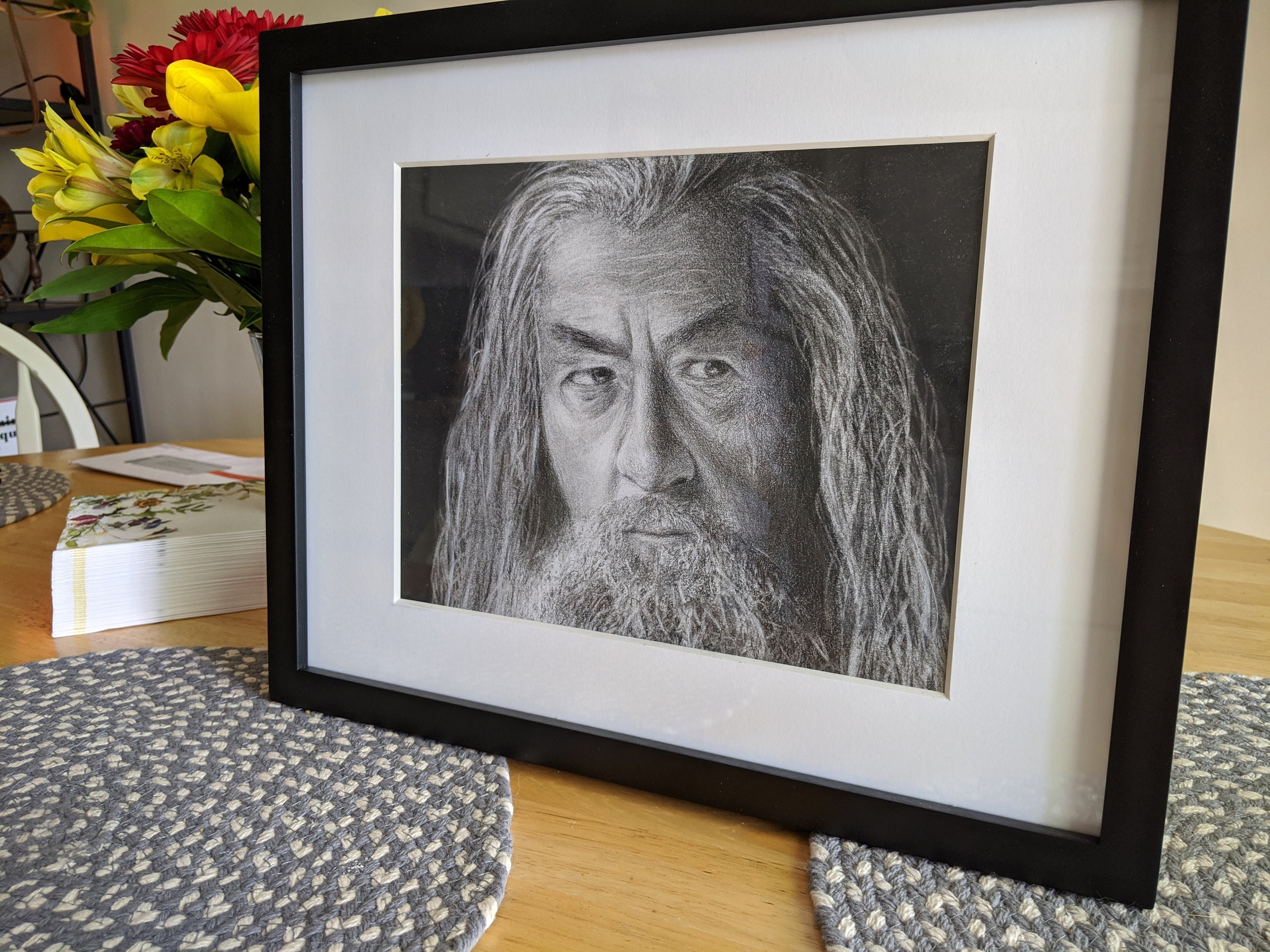 Custom Fantasy Art Portrait Lord of the Rings Art Charcoal Portrait Gandalf Samwise Frodo Custom ...