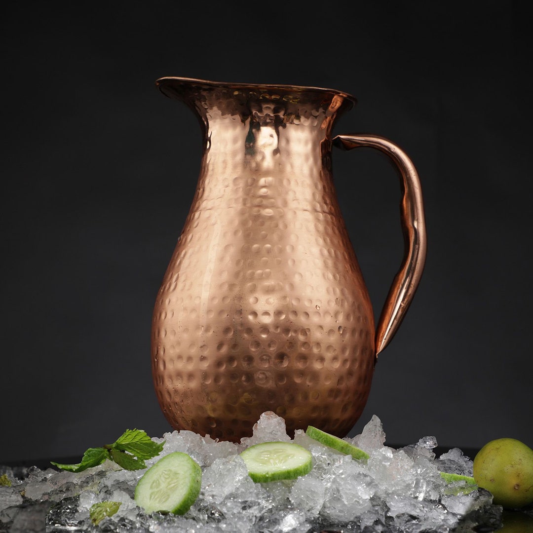 Set of 4 Handcrafted 100% Pure Copper Jug Pitcher Drinkware Hammered ...