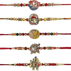 Pack of 5 Assorted Rakhi for Brother Rakhi for Bhaiya Bhabhi Raksha ...