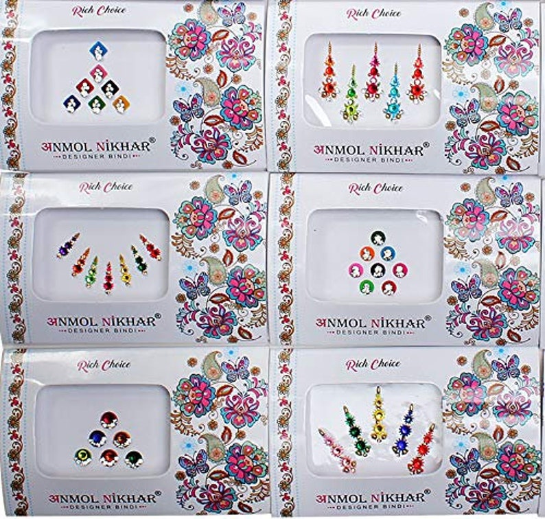 Pack of 25 Assorted Bindi Multiple Sizes Multiple Designs Bollywood ...
