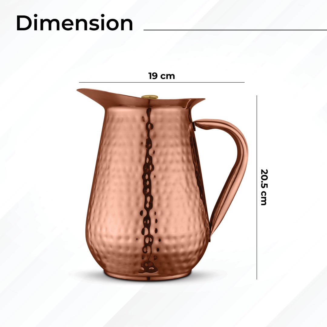 Handcrafted 100% Pure Copper Jug Pitcher Drinkware Hammered Finish ...