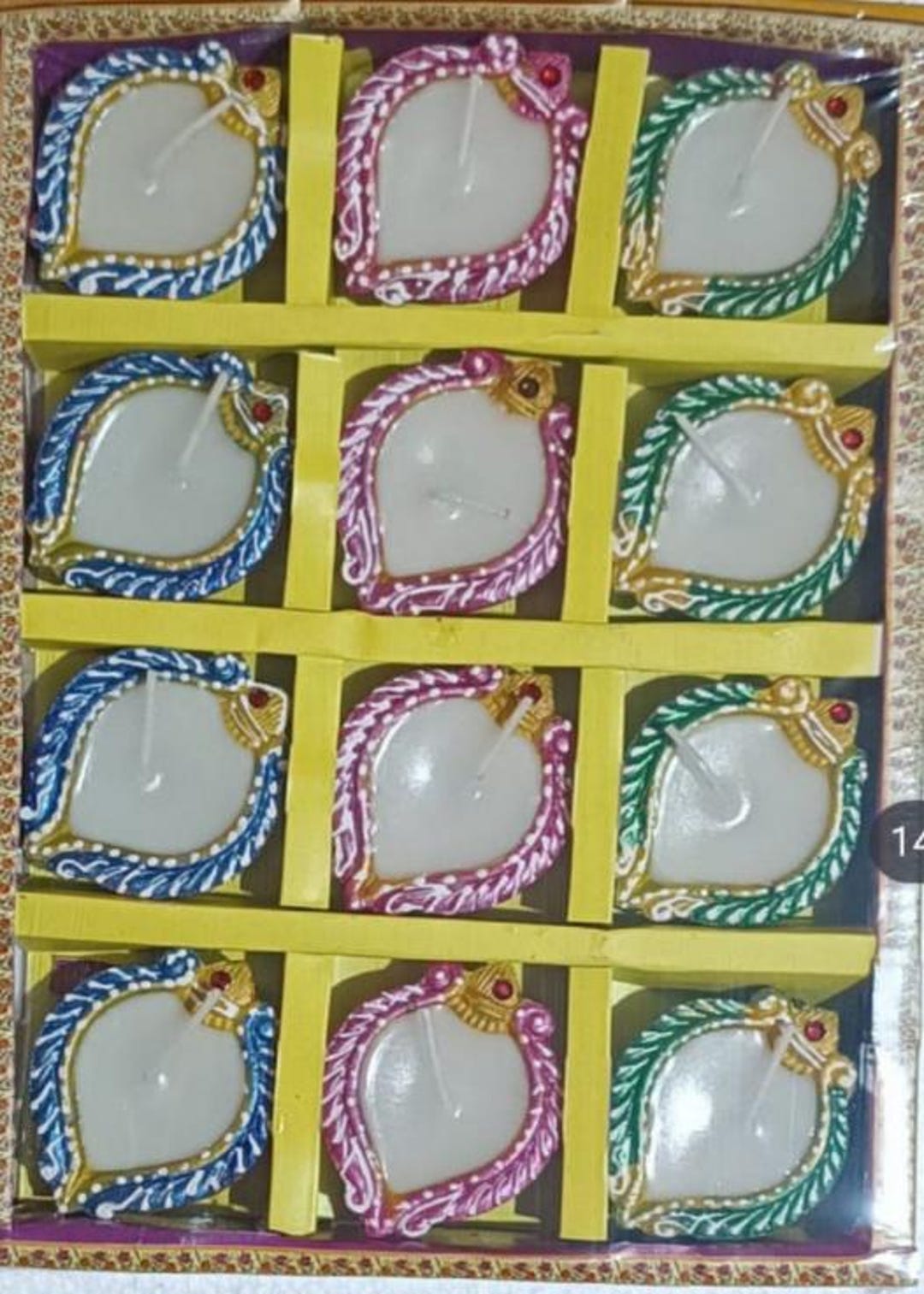 Pack of 24 Festive Diya Decorations Oil Lamp Diwali Lights Clay Diya ...