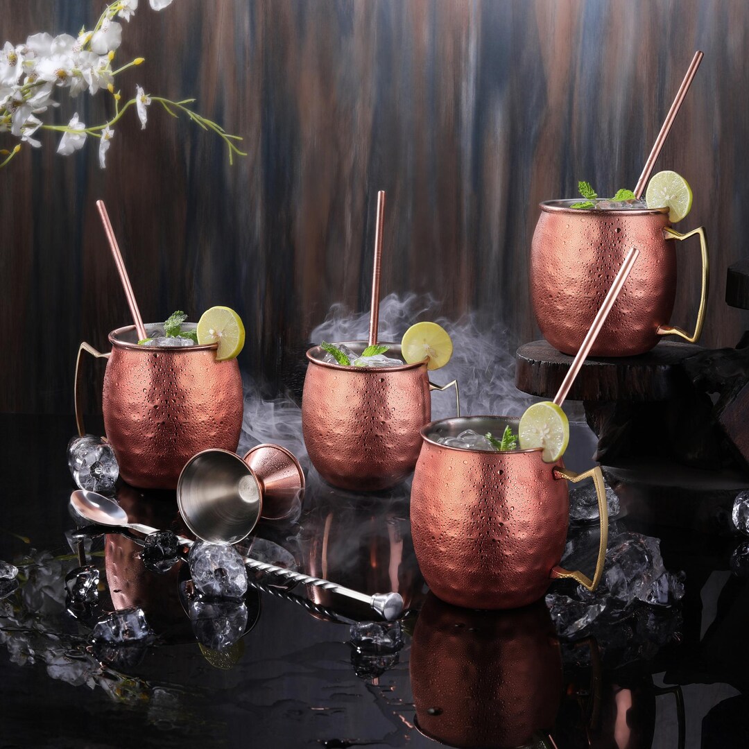 Set of 4 Handcrafted Stainless Steel Copper Plated Moscow Mule Mugs ...