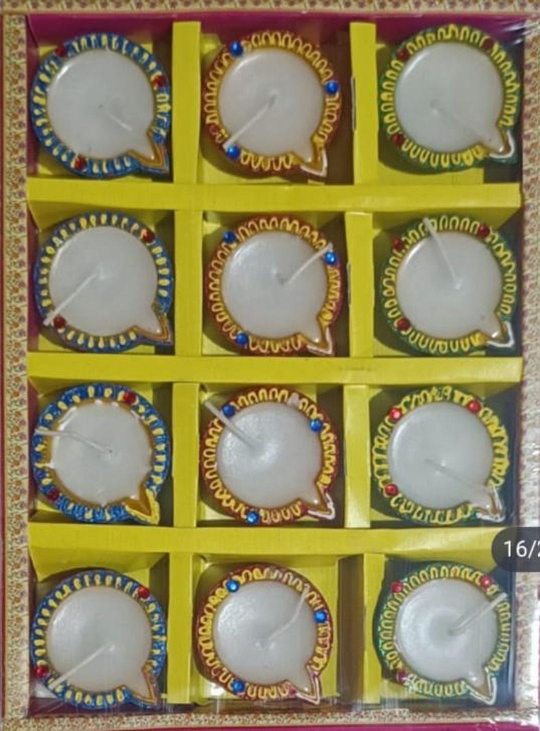 Pack of 24 Festive Diya Decorations Oil Lamp Diwali Lights Clay Diya ...