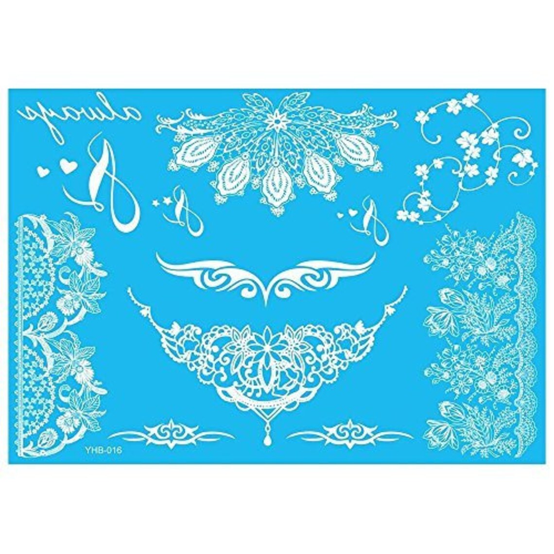 6 Sheets Women's White Henna Tattoo Sticker Temporary Lace Tattoos ...