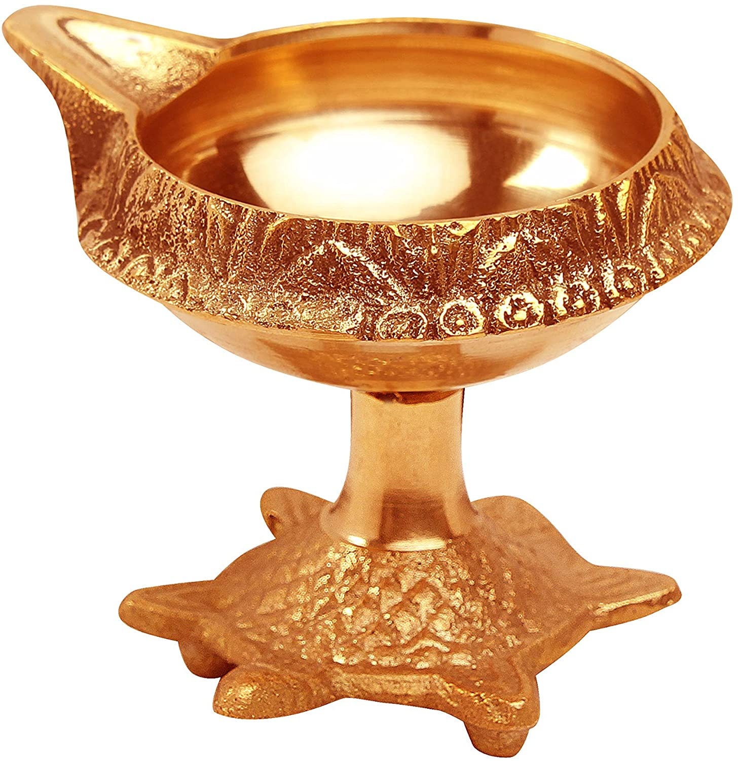 Handmade Brass Indian Puja Oil Lamp Golden Diya Lamp Engraved | Etsy