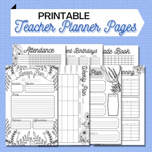Printable, Fillable Teacher Planner Pages Set / Bundle - Digital ...