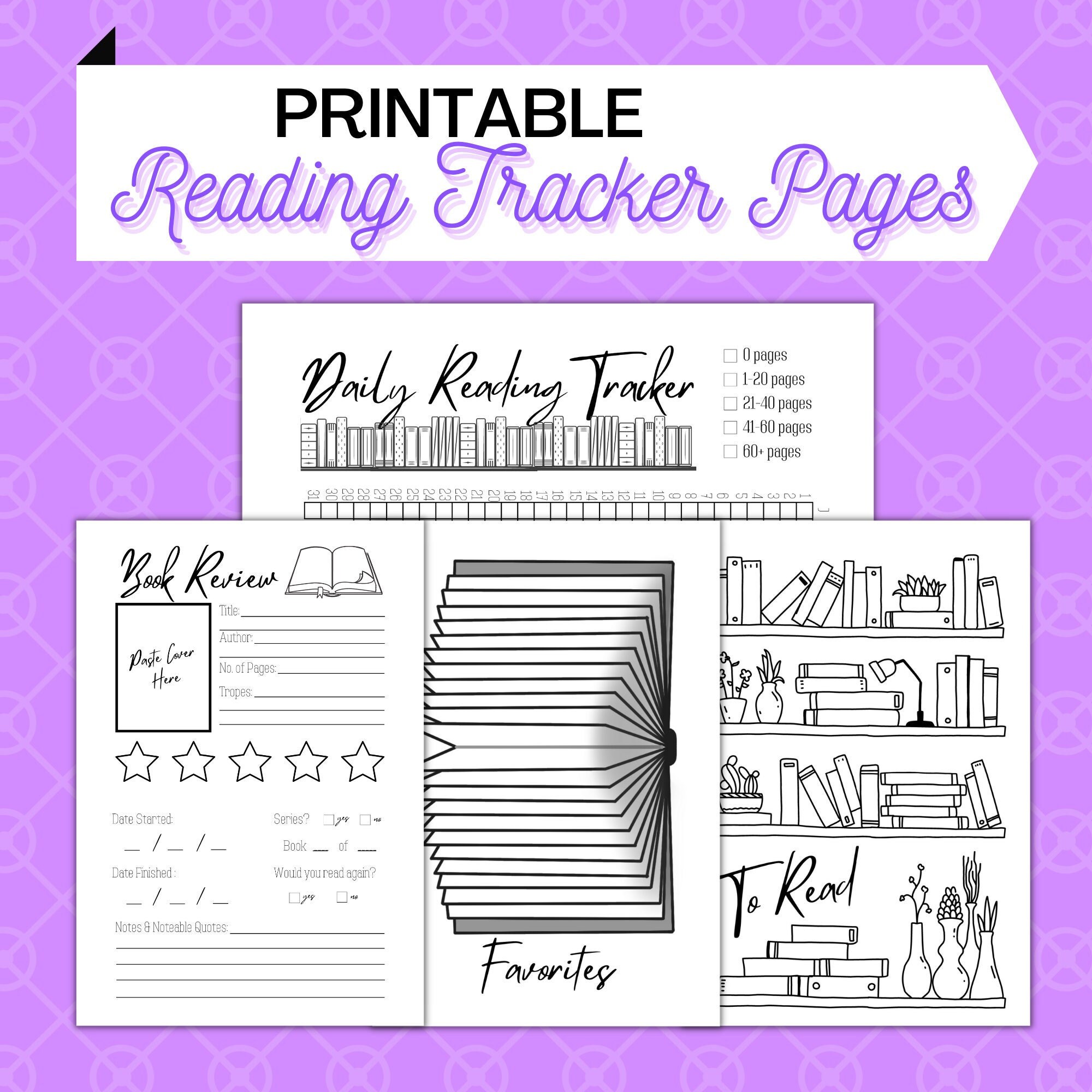 Printable, Fillable Reading Tracker / Book Journal Rating and Review ...