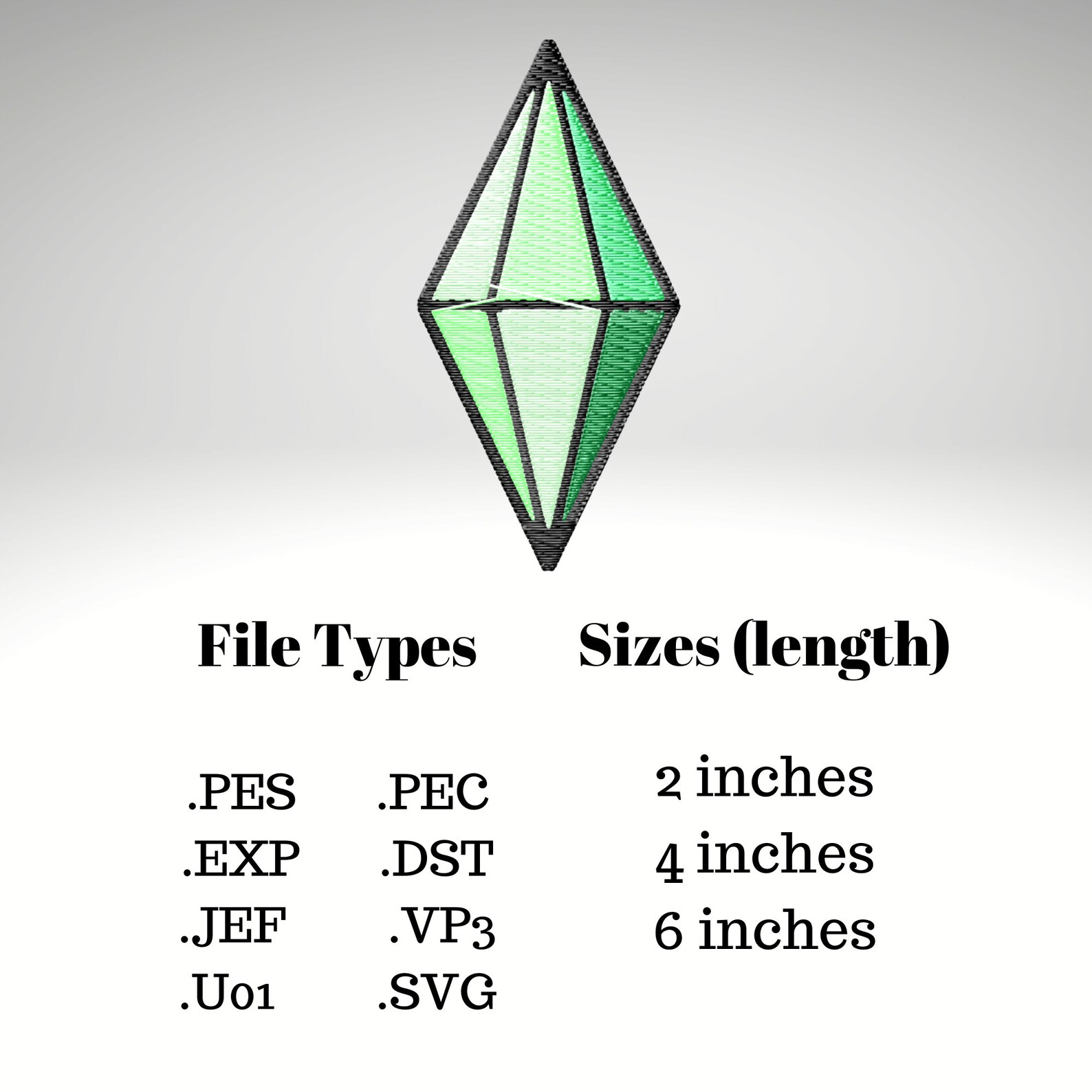 Plumbob Moodlet Sims Embroidery File - Multiple Sizes & File Types ...