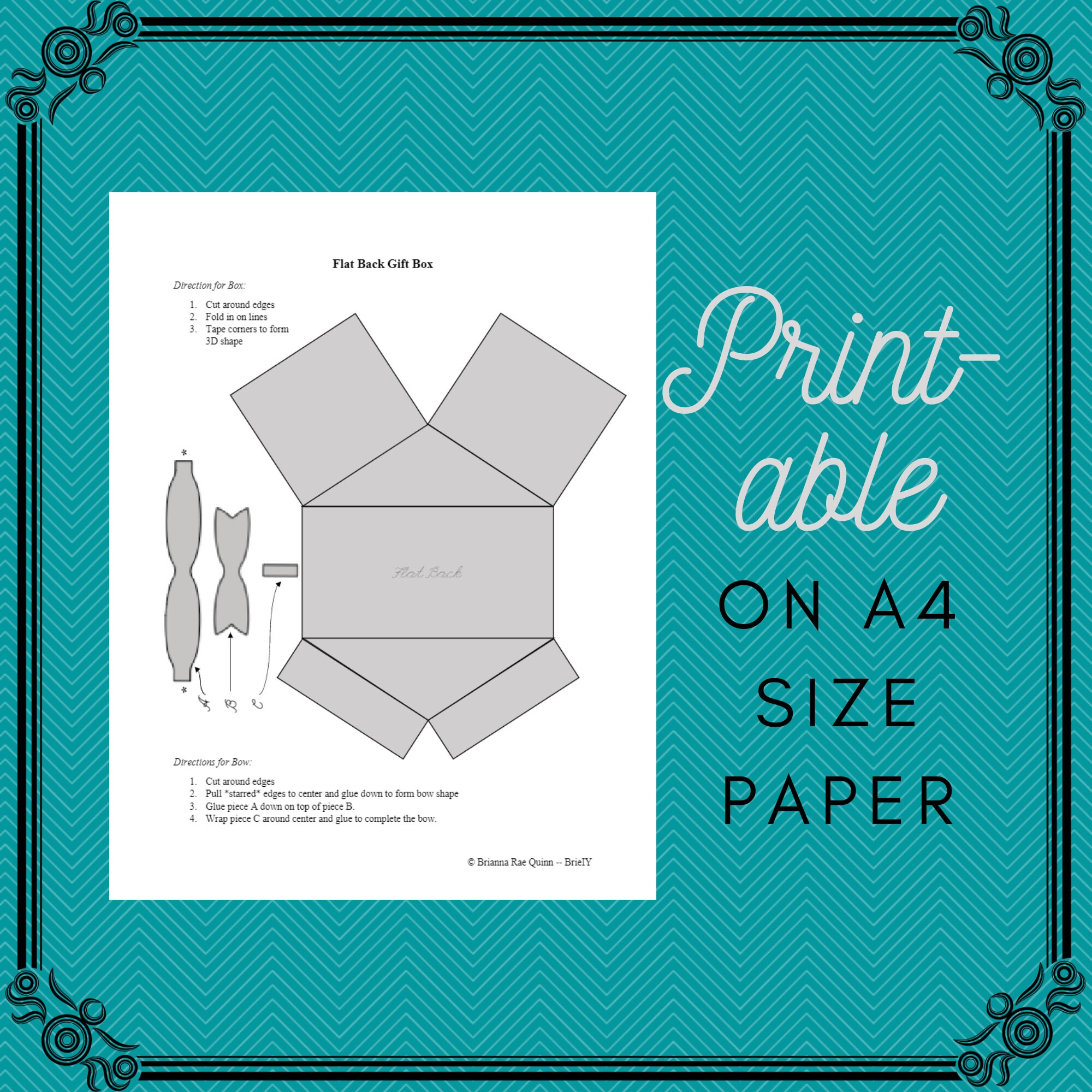 Flat Back Gift Box Printable PDF Template & SVG File Holiday - Etsy