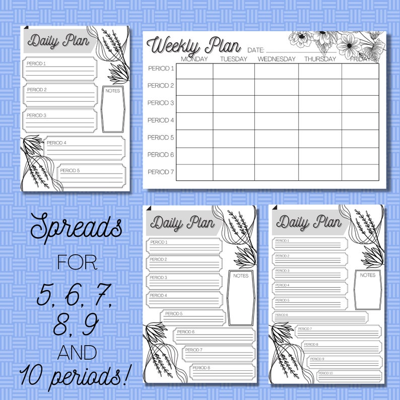 Printable, Fillable Teacher Planner Pages Set / Bundle Digital Download ...