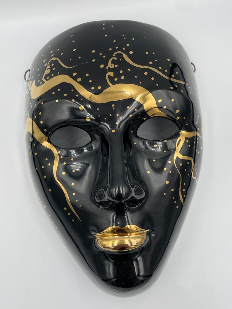 Ceramic Display Mask, Black and Gold Design - Etsy