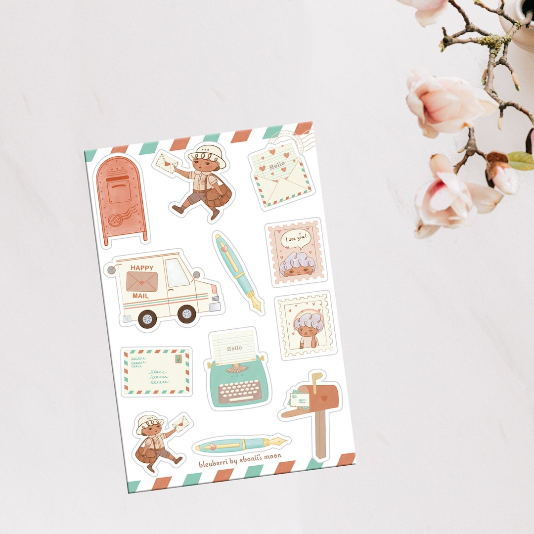Bleuberri's Happy Mail Stickers, Kawaii Postal Stickers, Cute Postal ...