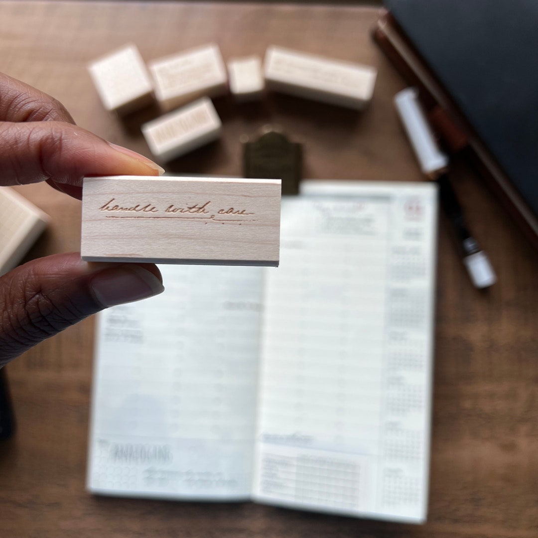 Handle With Care Rubber Stamp, Words Rubber Stamp, Letters Rubber ...