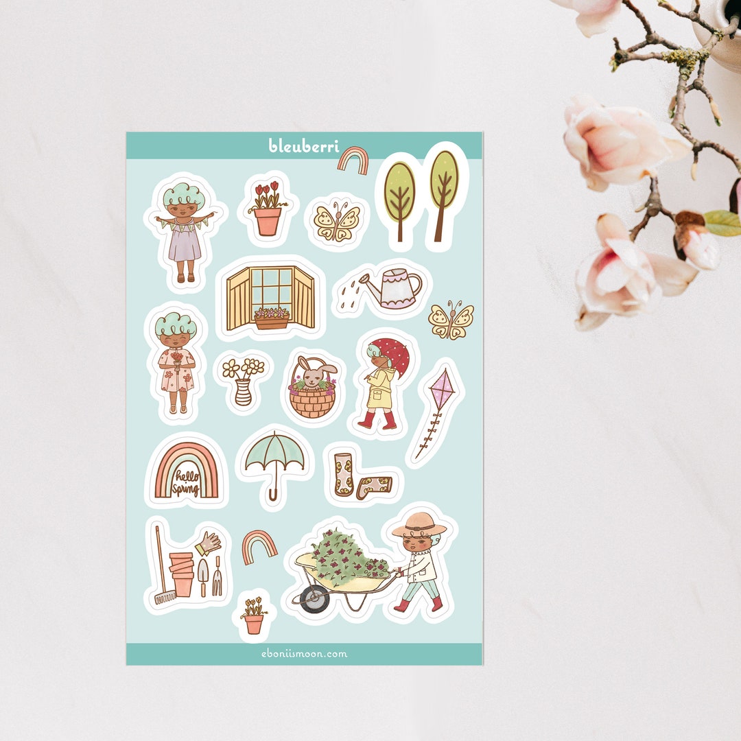 Bleuberri Hello Spring Stickers, Kawaii Spring Love Stickers, Cute ...