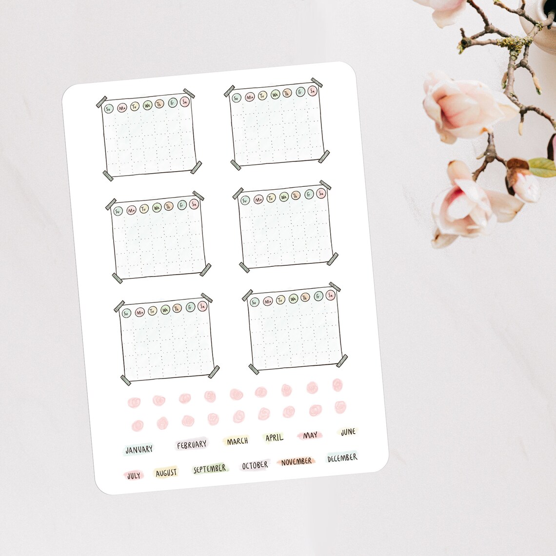 Mini Monthly Planner Stickers set of 2 Cute Planner - Etsy