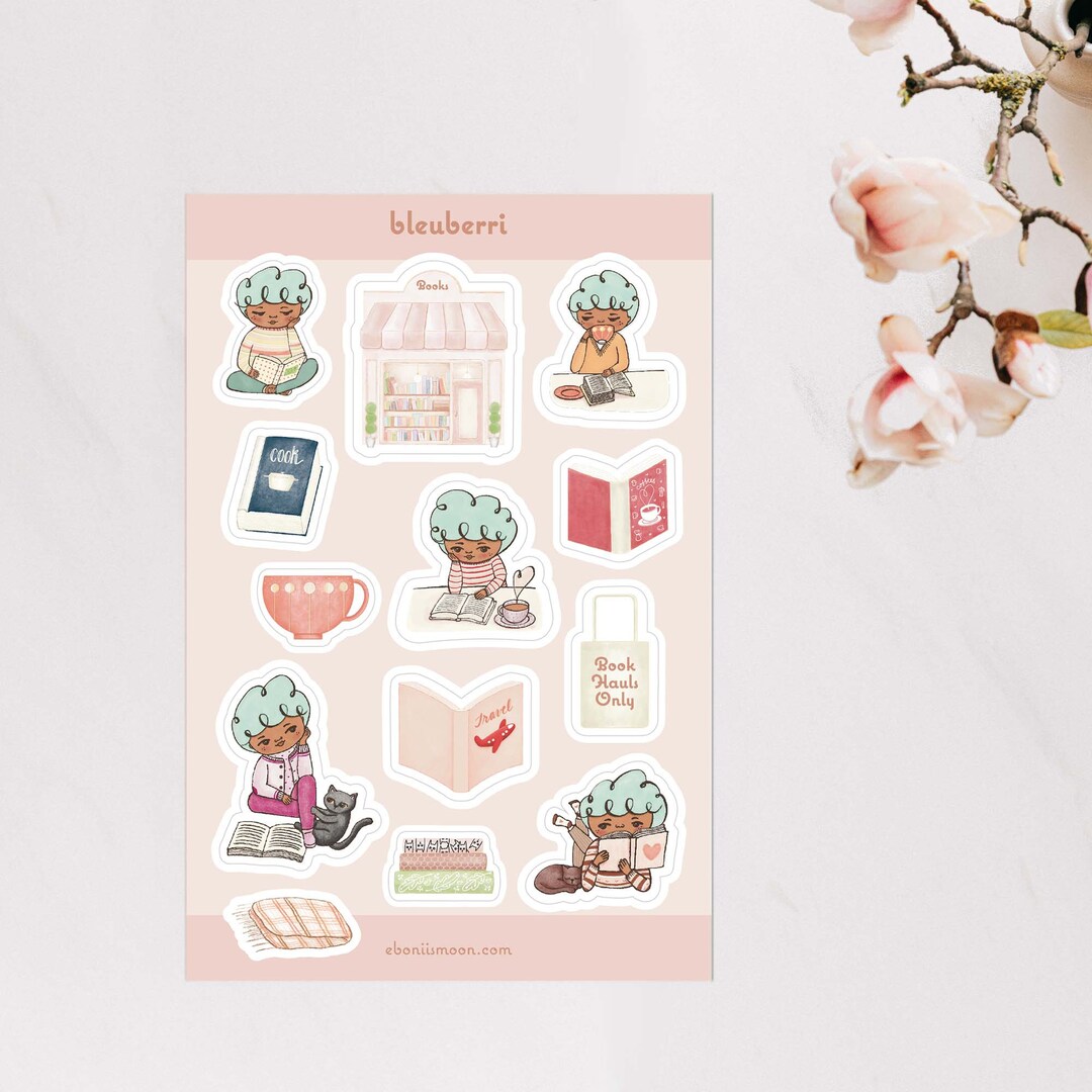 Bleuberri: Bookish Bleu Stickers, Kawaii Bookish Stickers, Cute ...