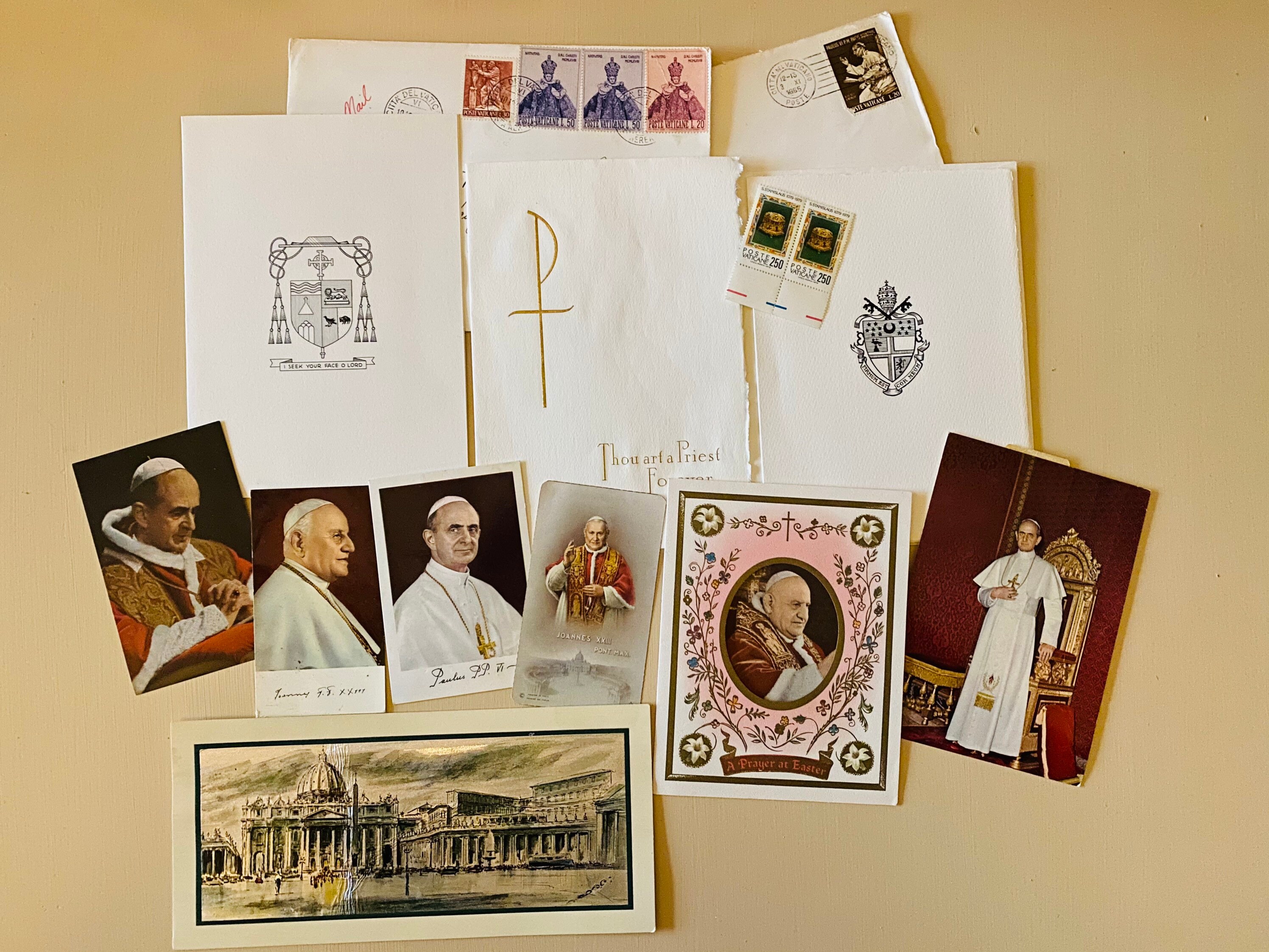 Mixed Media & Collage Vintage Papal Vatican Paper Ephemera Stamps Paper ...