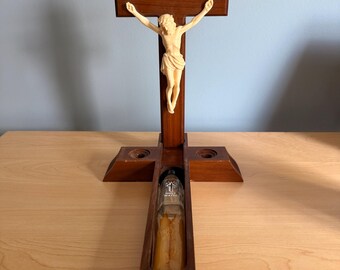 Vintage Last Rites Crucifix Box Sick Call Crucifix Box Holy Water ...