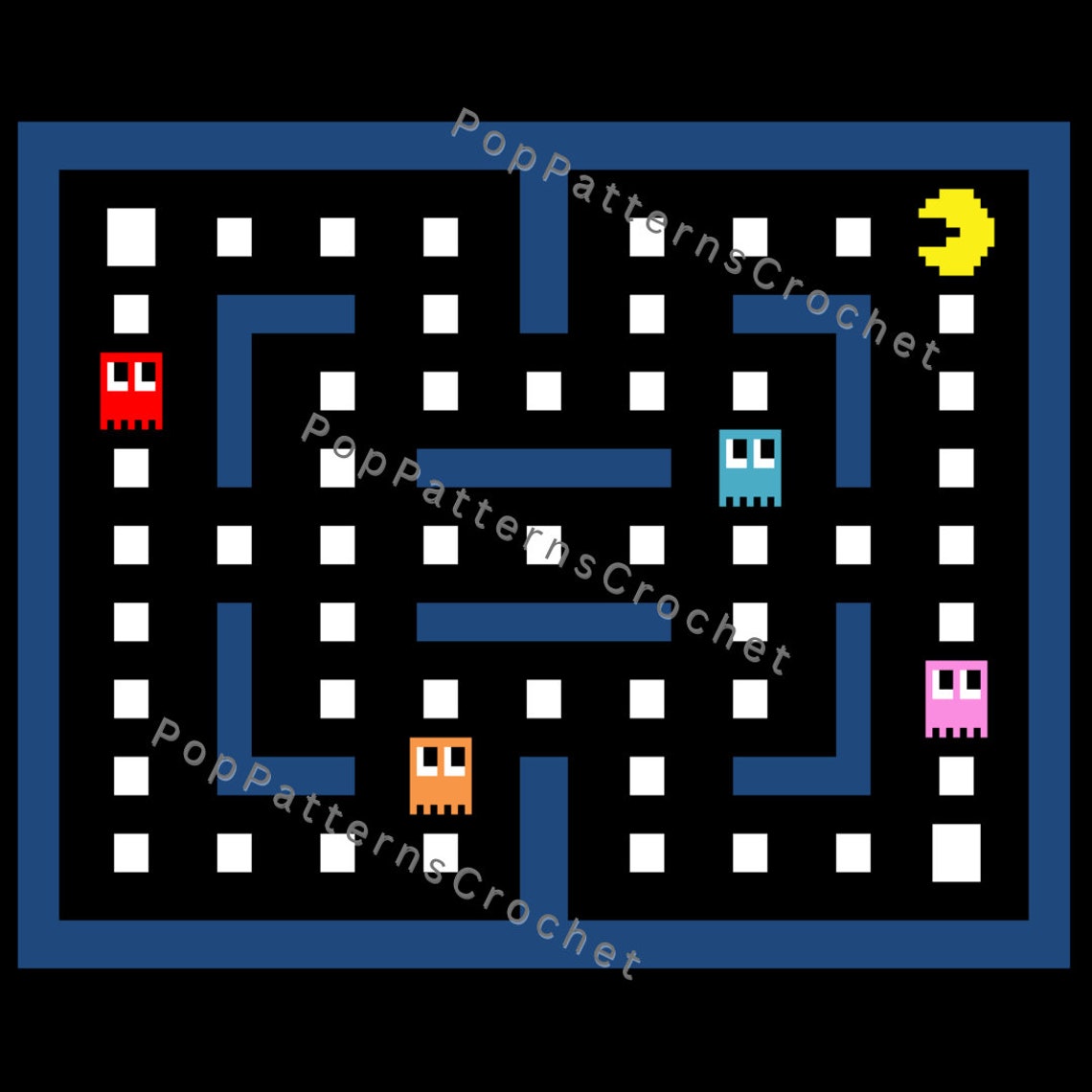 Pacman Map Blanket Crochet Pattern Digital Download 115cm X 100cm - Etsy