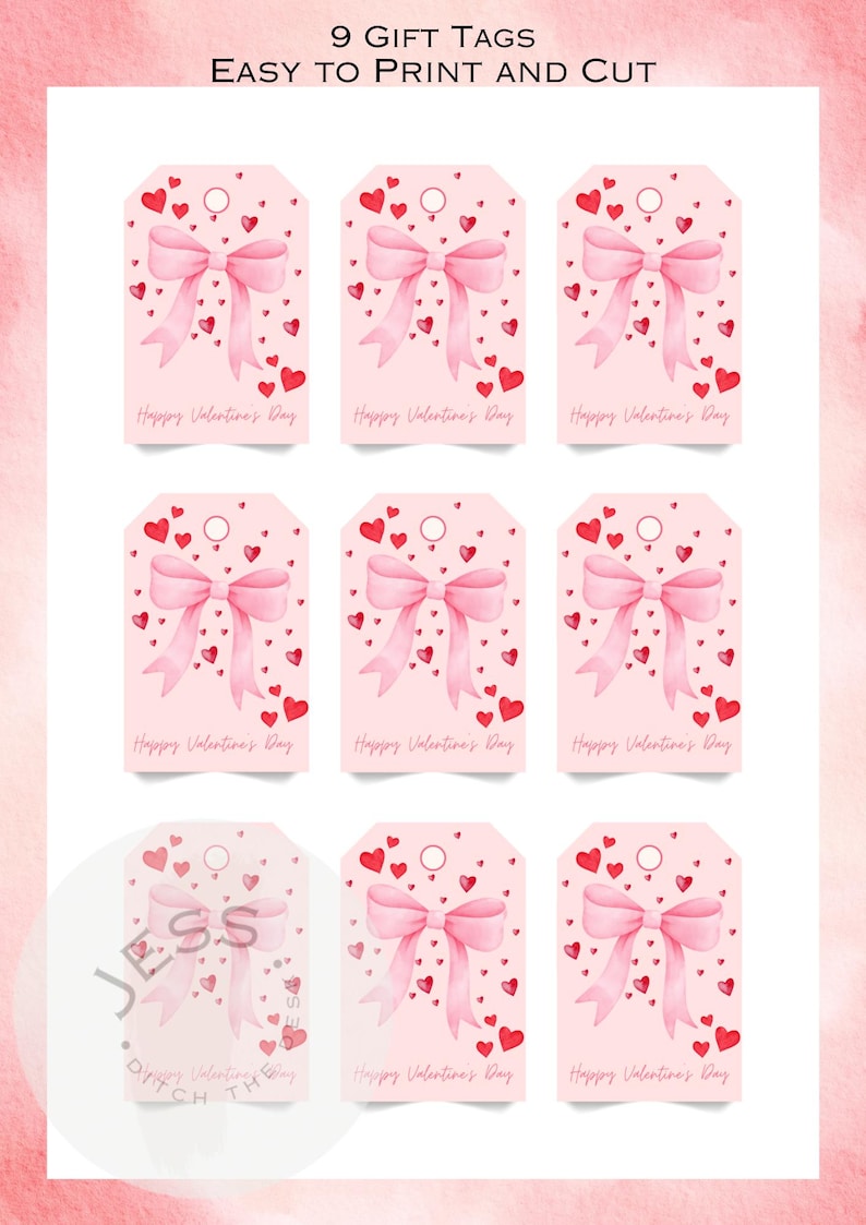 Valentines Day | Gift Tags | Pink | Party | Valentine Gift Tag ...