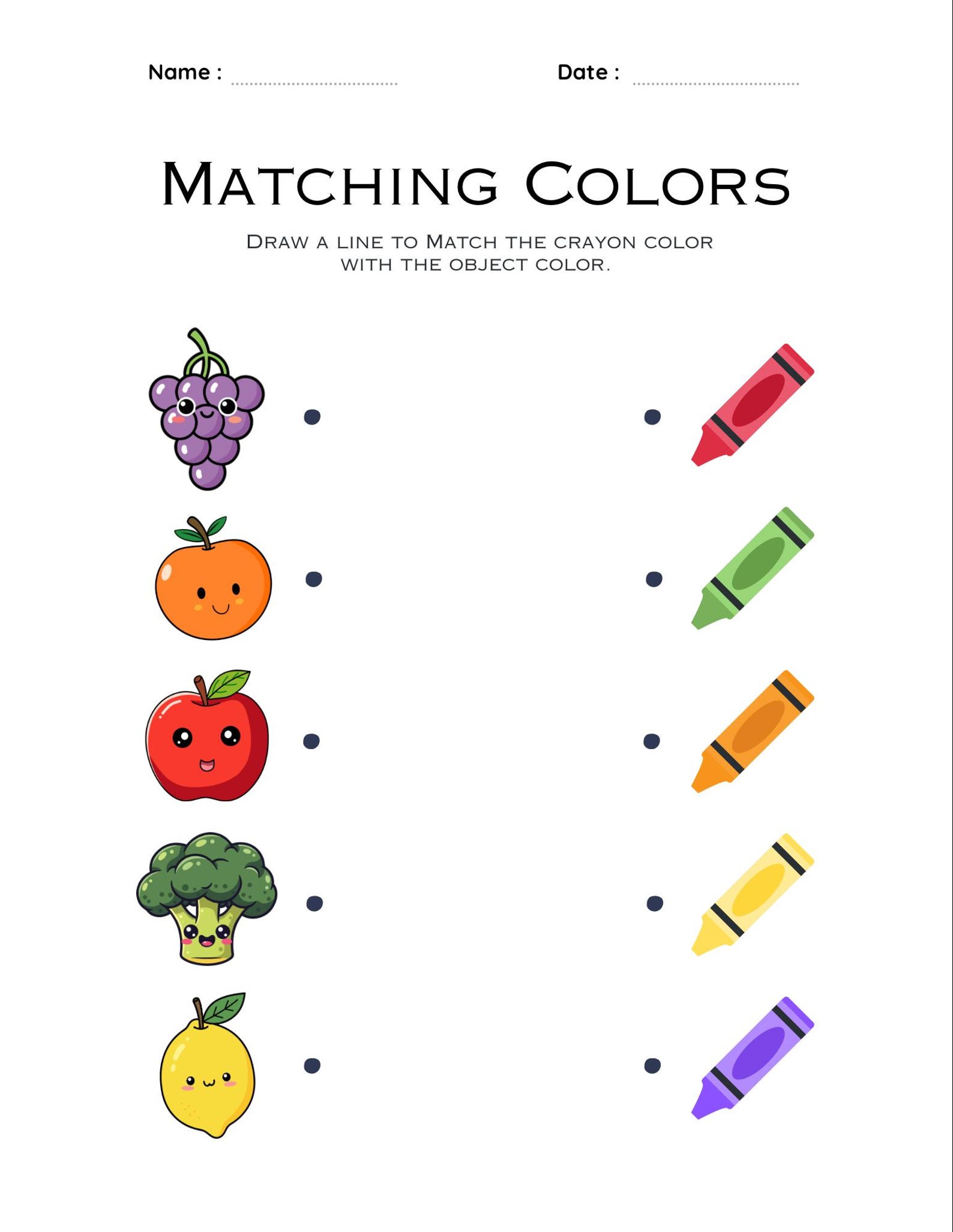 Color Matching Worksheet Activity, Printable Matching Worksheets, Color ...