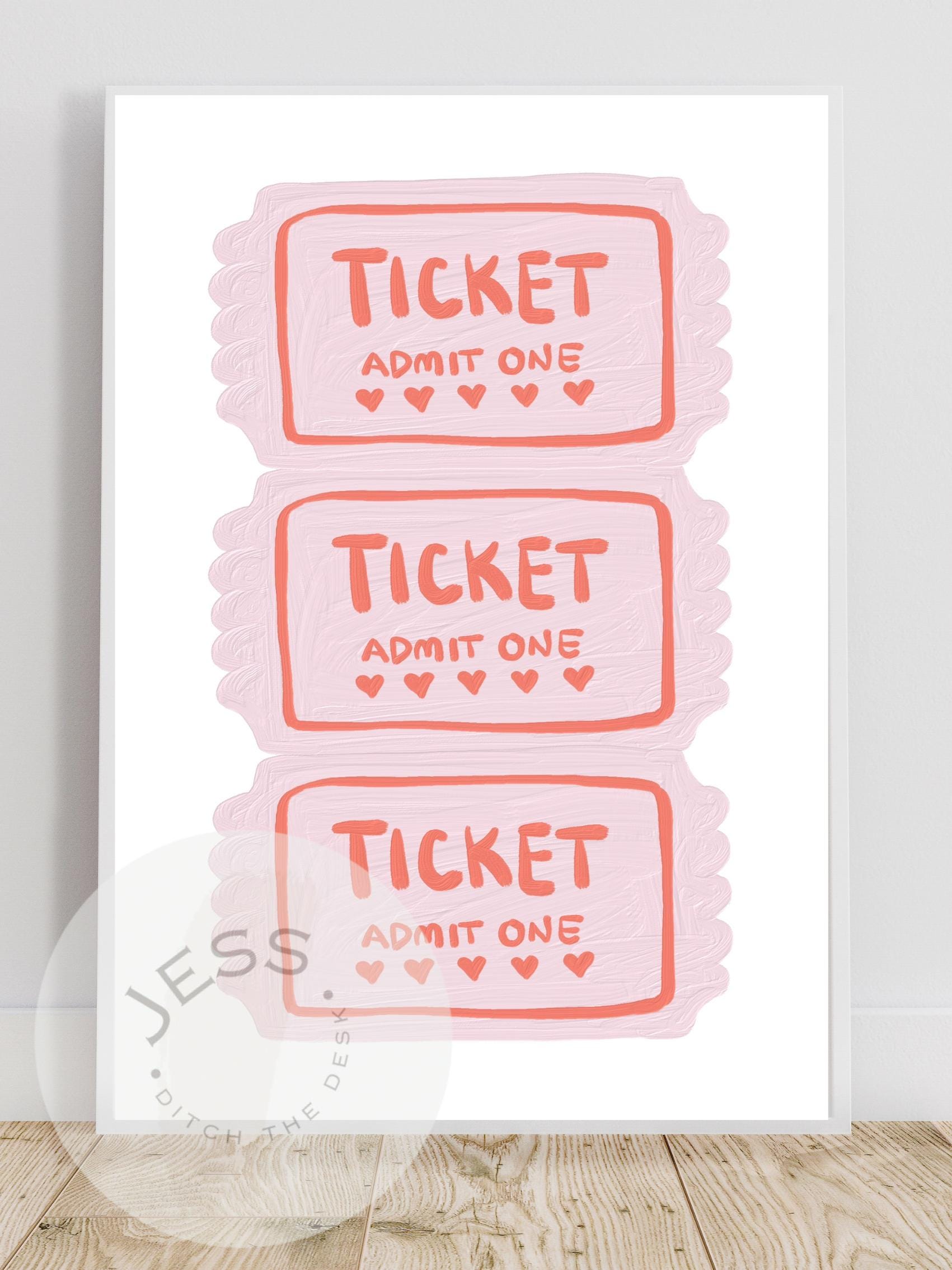 Admit One Ticket Wall Art | Printable Trendy Ticket Art Print | Bar ...