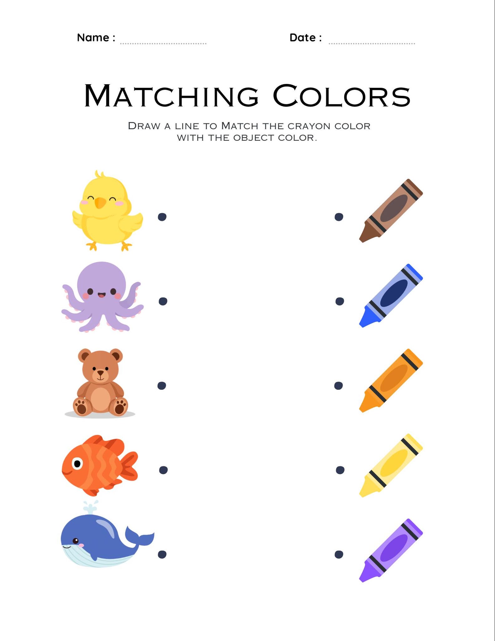 Color Matching Worksheet Activity, Printable Matching Worksheets, Color ...
