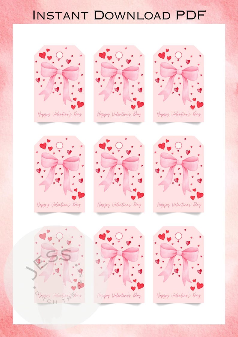 Valentines Day | Gift Tags | Pink | Party | Valentine Gift Tag ...