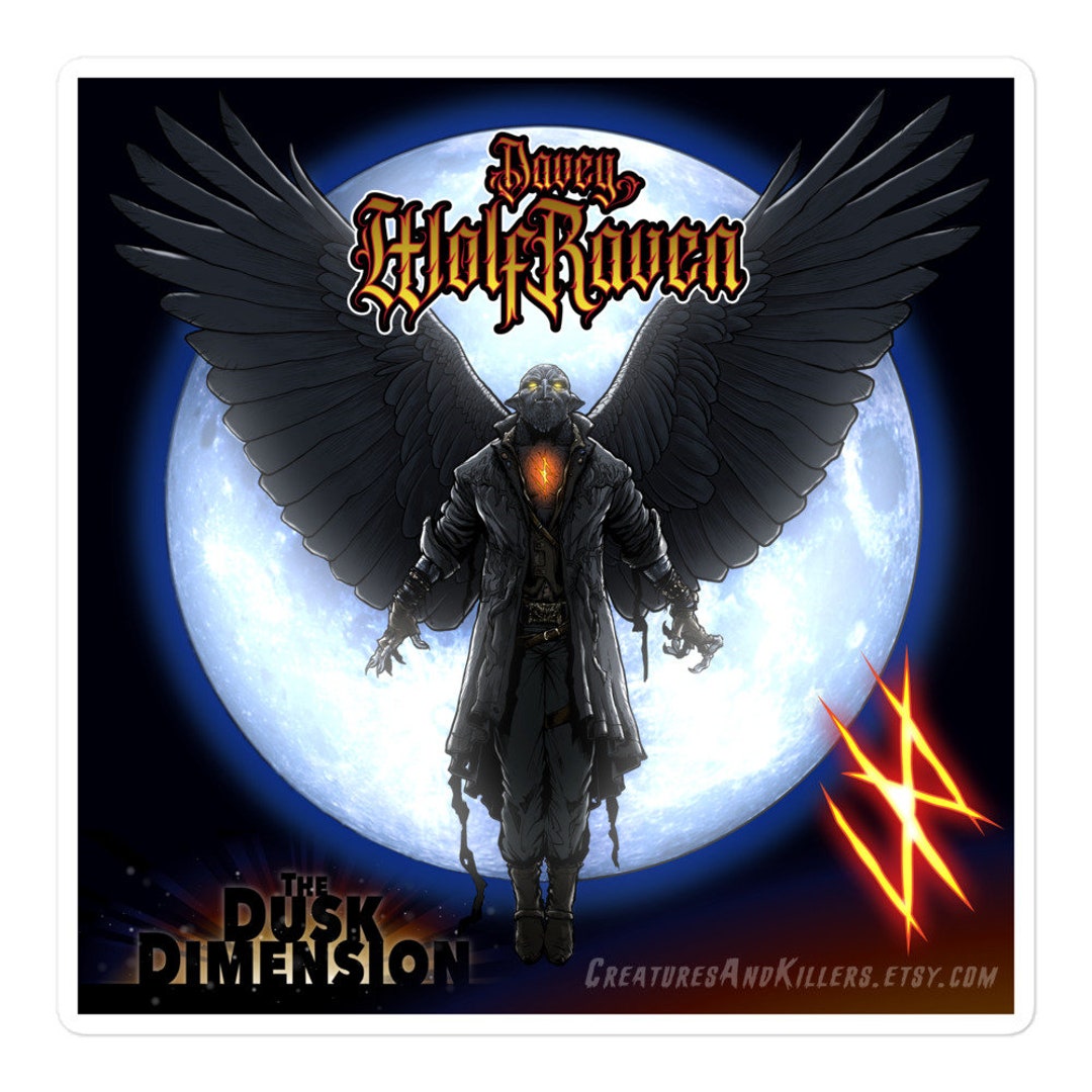 Davey Wolfraven 2023 Sticker Wolf Raven Dusk Dimension Full Moon Beast ...