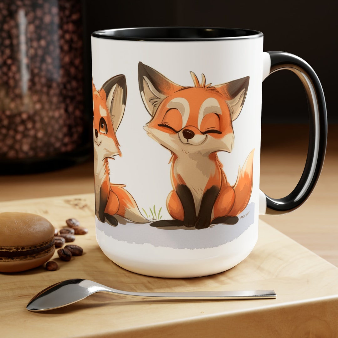 Adorable Fox Family Mug Two-tone Coffee Mugs, 15oz - Etsy