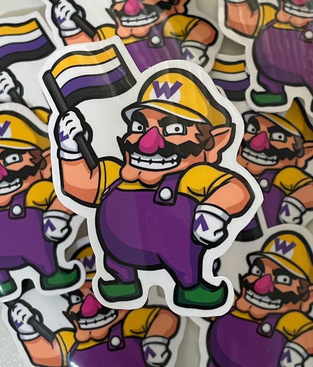 Wario Nonbinary Pride Flag Vinyl Sticker 2.75" - Etsy