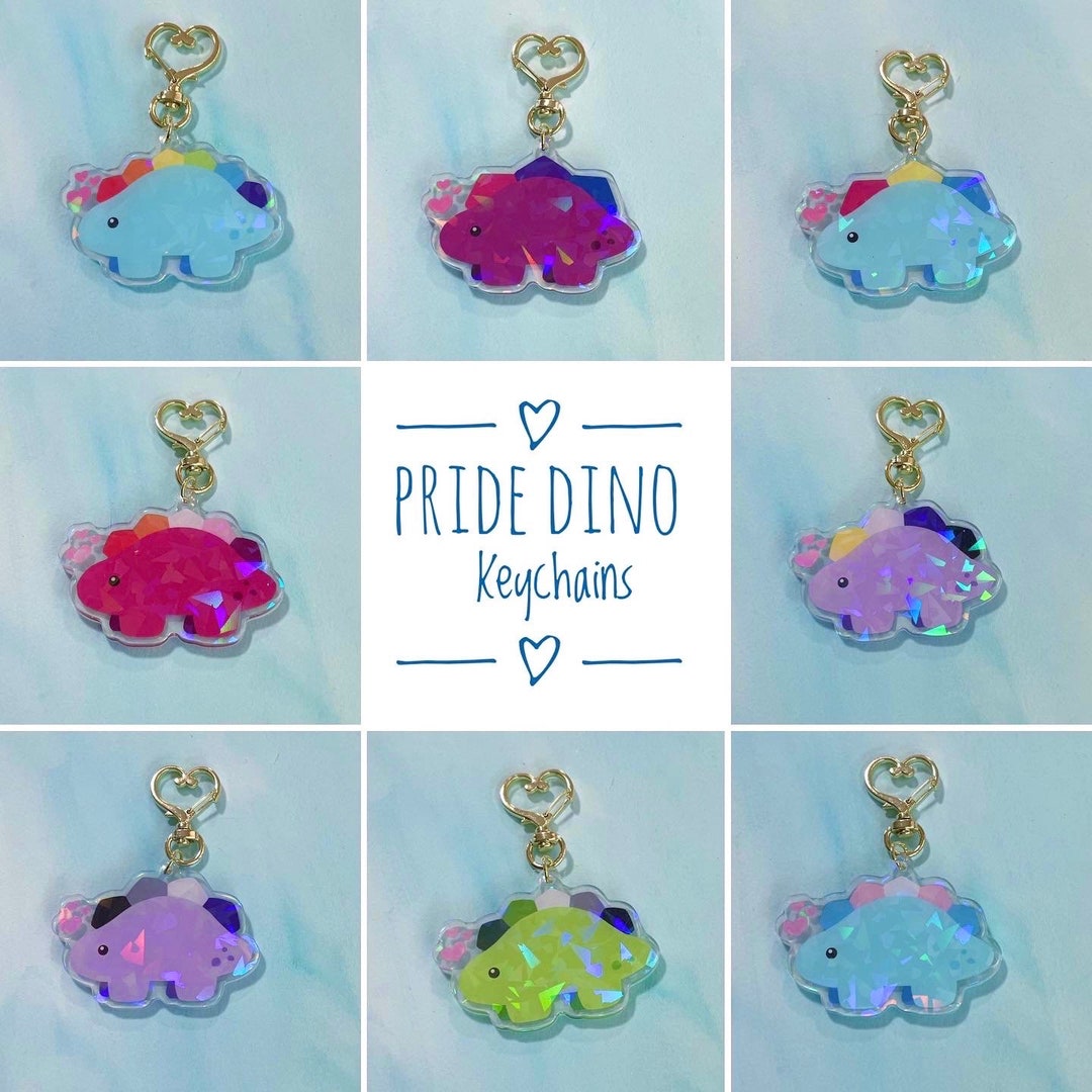 LGBTQ+ Pride Dino Holo Keychains - Etsy