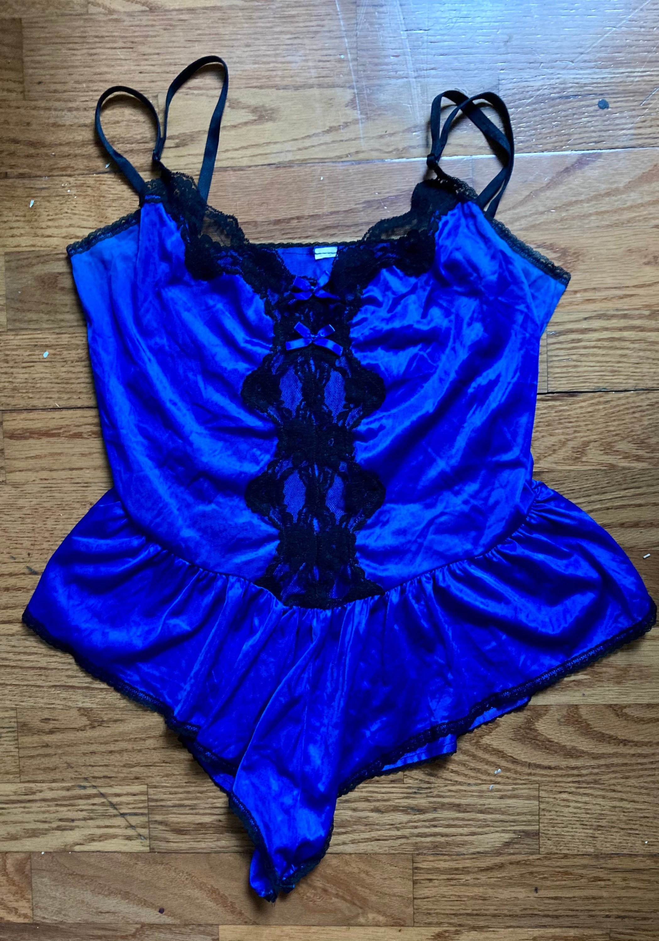 1990s Vintage Beautiful Deep Ocean Blue Teddy/Body Suit with | Etsy