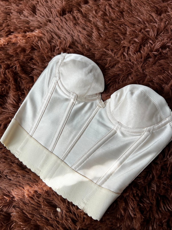 1970s Vintage Carnival Union Made Cream Bustier Top w… - Gem