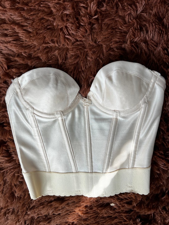 1970s Vintage Carnival Union Made Cream Bustier Top w… - Gem
