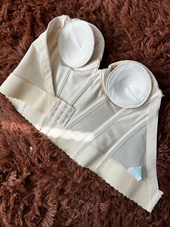 1970s Vintage Carnival Union Made Cream Bustier Top w… - Gem