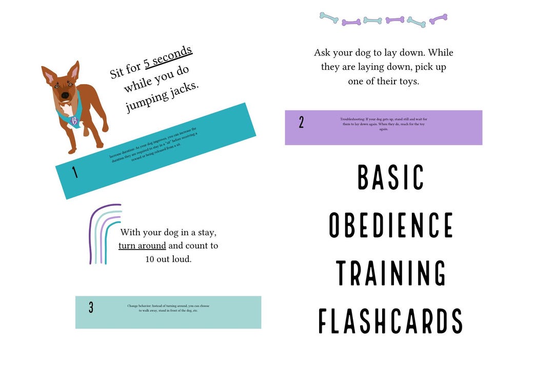 Dog Training Basic Obedience Flashcards - Etsy