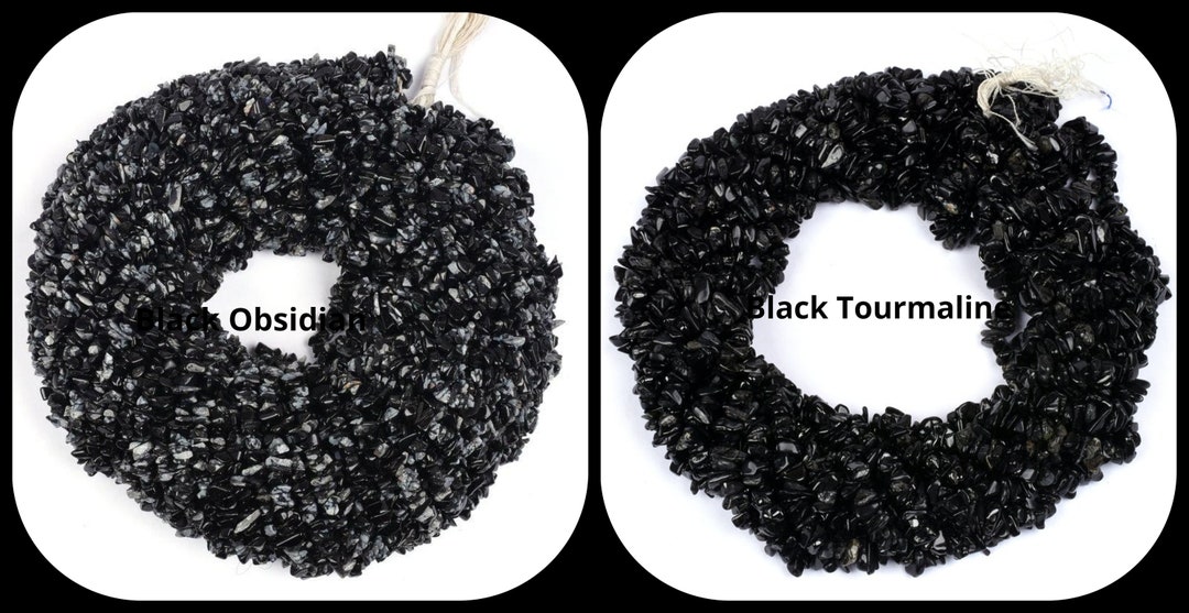 Black Obsidian Uncut Chips Beads,black Tourmaline Uncut Chips Beads ...
